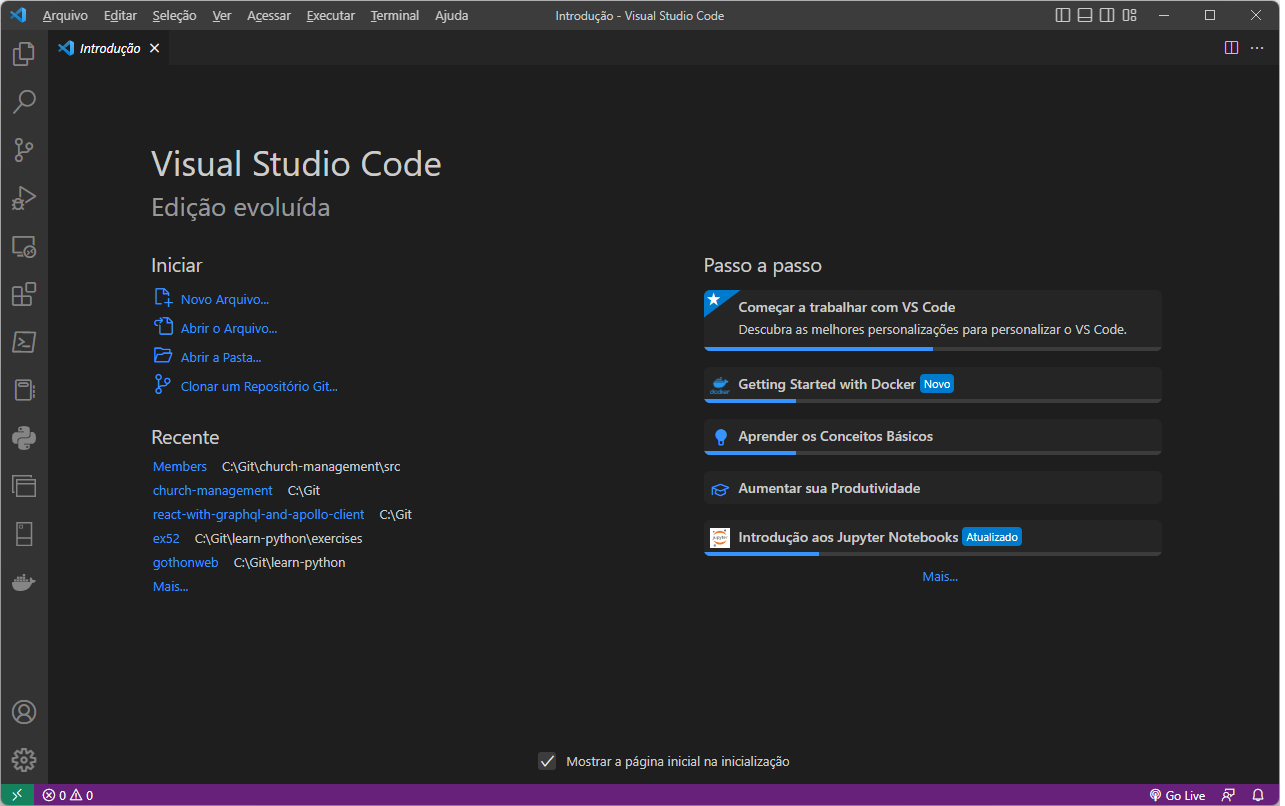 Como mudar o idioma da interface do Visual Studio Code para Português